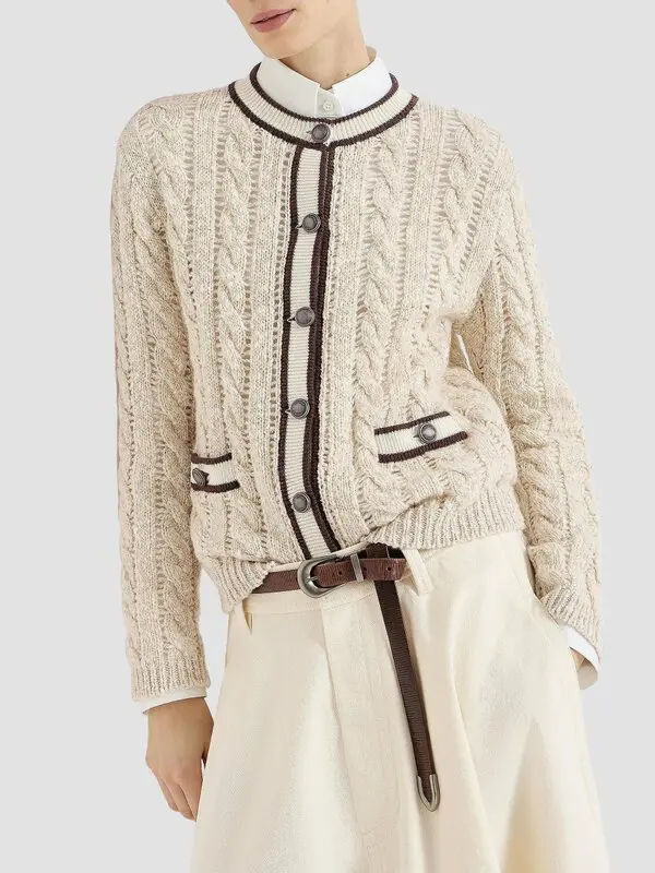 Brunello Cucinelli Soft Virgin Wool And Cashmere Cardigan - Cream