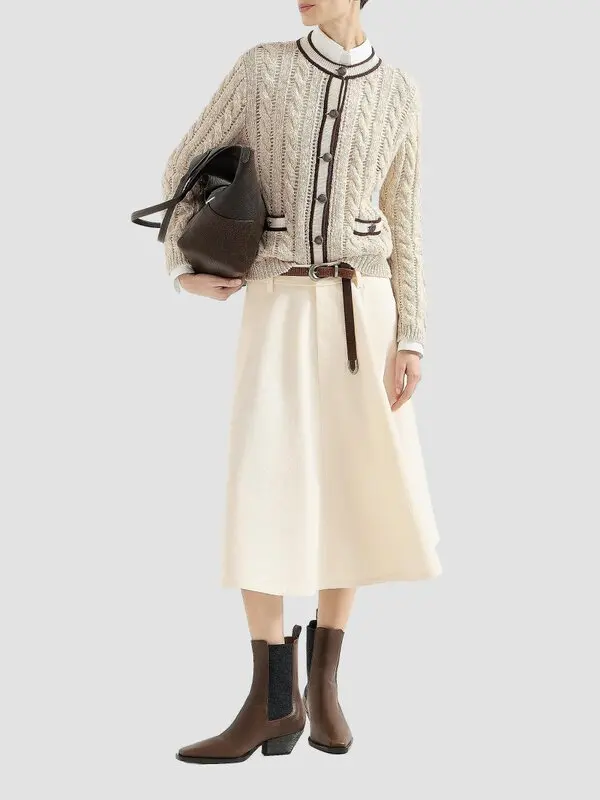 Brunello Cucinelli Soft Virgin Wool And Cashmere Cardigan - Cream