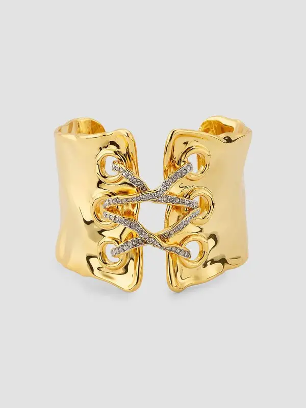 Alexis Bittar Solanales Lace-up 14k--plated & Crystal Cuff Bracelet