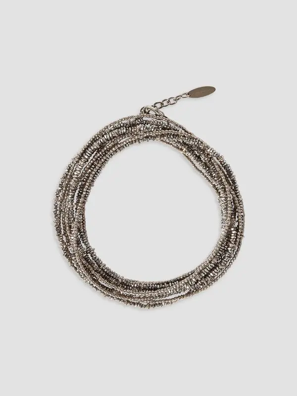 Brunello Cucinelli Hematite And Sterling Wrap Bracelet - Silver