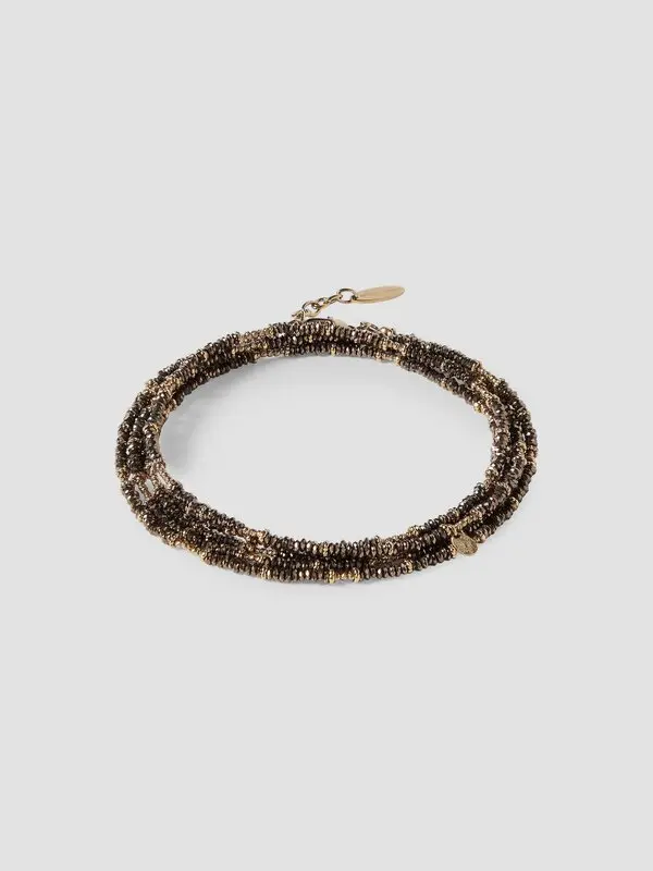 Brunello Cucinelli Brown Hematite Sterling Silver Wrap Bracelet