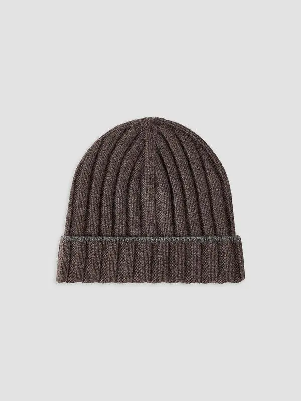 Brunello Cucinelli Cashmere Rib Knit Beanie - Brown