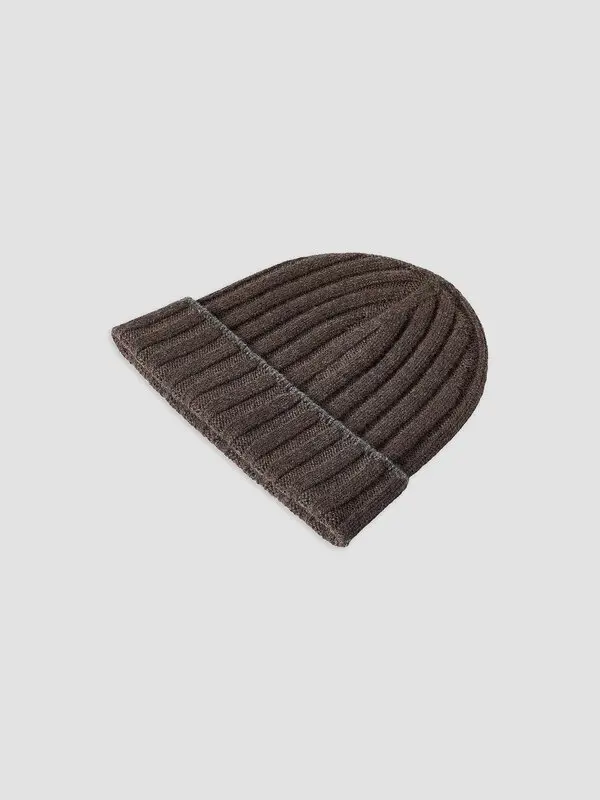 Brunello Cucinelli Cashmere Rib Knit Beanie - Brown