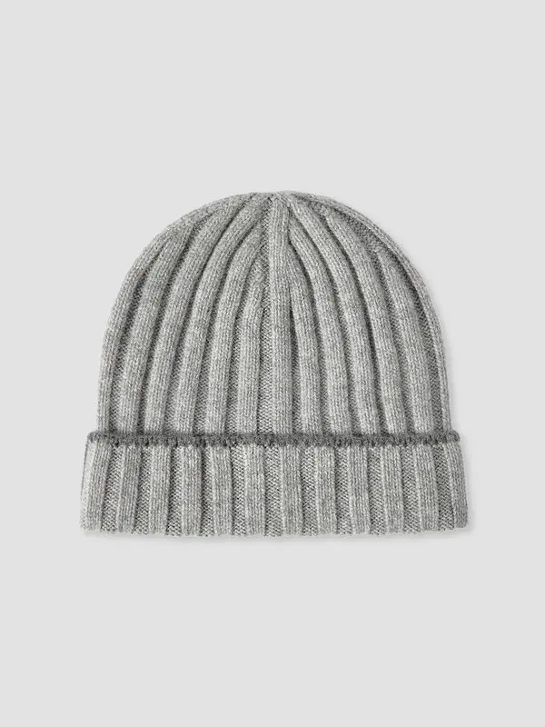 Brunello Cucinelli Cashmere Rib Knit Beanie - Light Grey