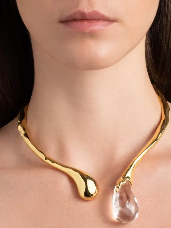 Alexis Bittar Liquid Lucite Sprout 14k-gold-plated Hinged Collar Necklace - Clear