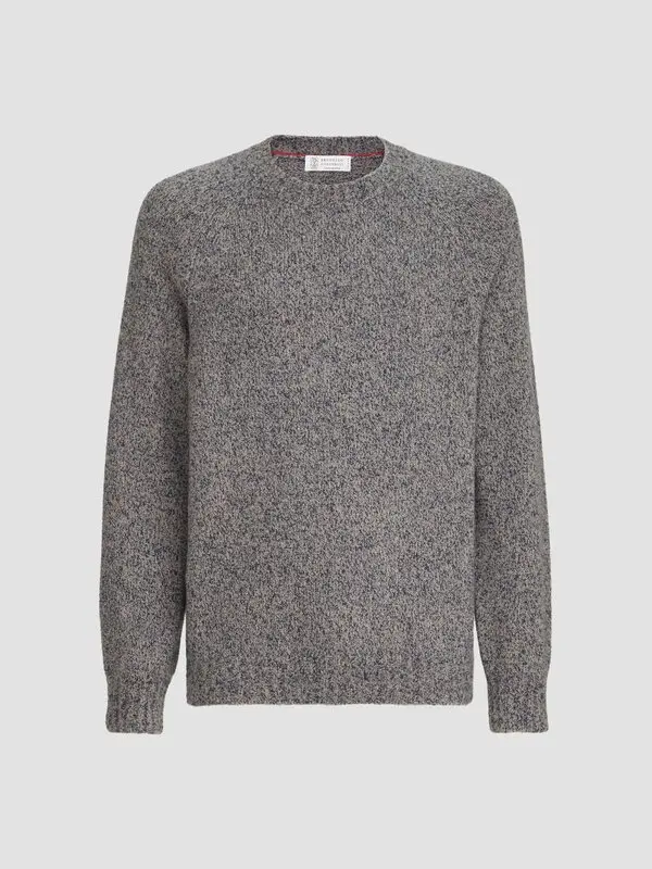 Brunello Cucinelli Virgin Wool, Silk And Cashmere Chiné Sweater - Cerulean