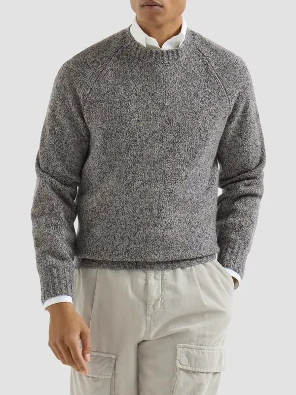 Brunello Cucinelli Virgin Wool, Silk And Cashmere Chiné Sweater - Cerulean