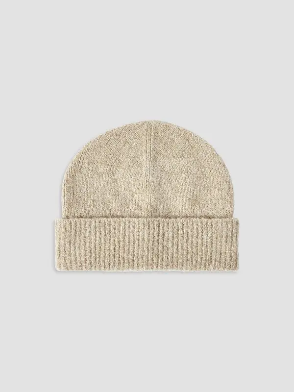 Brunello Cucinelli Virgin Wool, Silk And Cashmere Ribbed Beanie - Sand