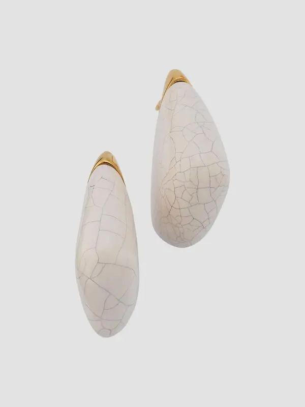 Bottega Veneta Goldtone Sterling Silver & Ceramic Small Fin Earrings