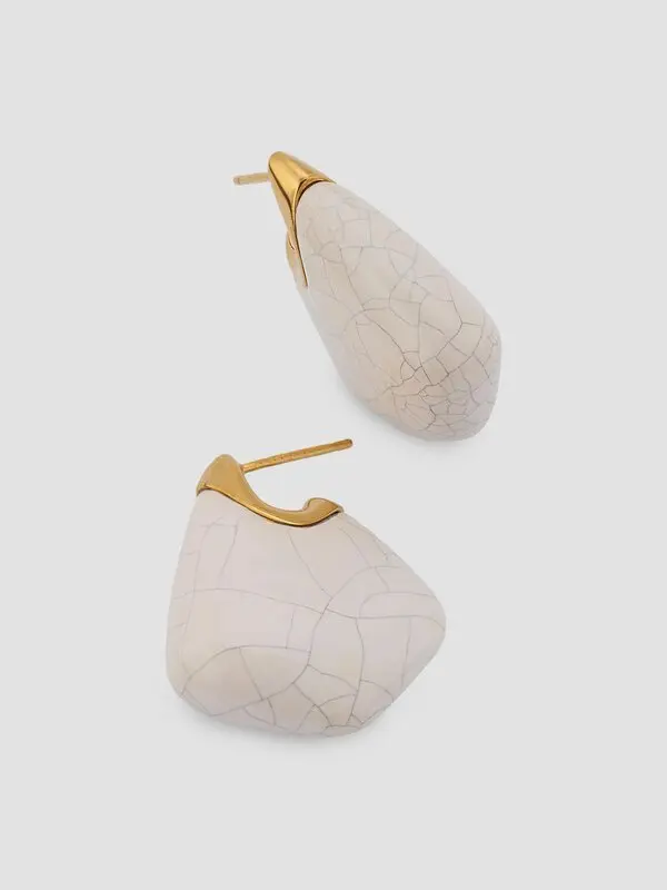Bottega Veneta Goldtone Sterling Silver & Ceramic Small Fin Earrings