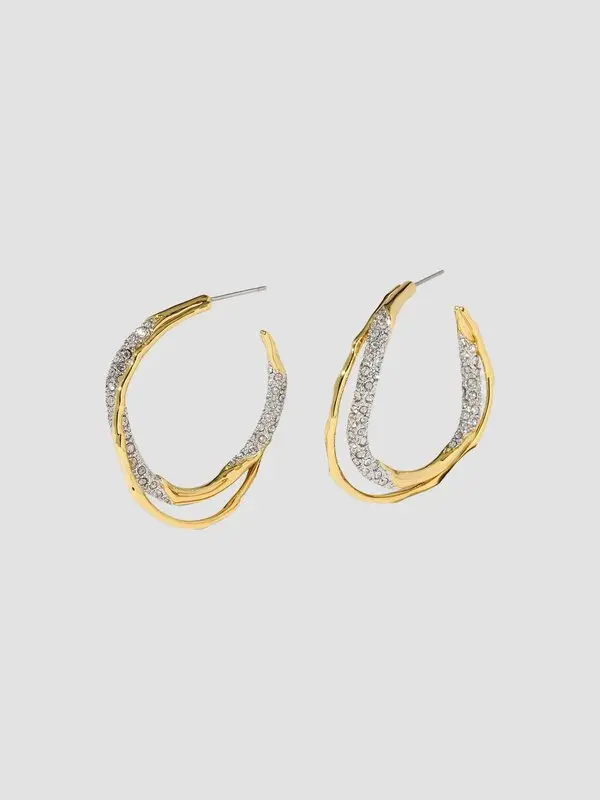 Alexis Bittar Solanales Twist 14k--plated, Rhodium-plated & Glass Crystal Hoop Earrings - Gold