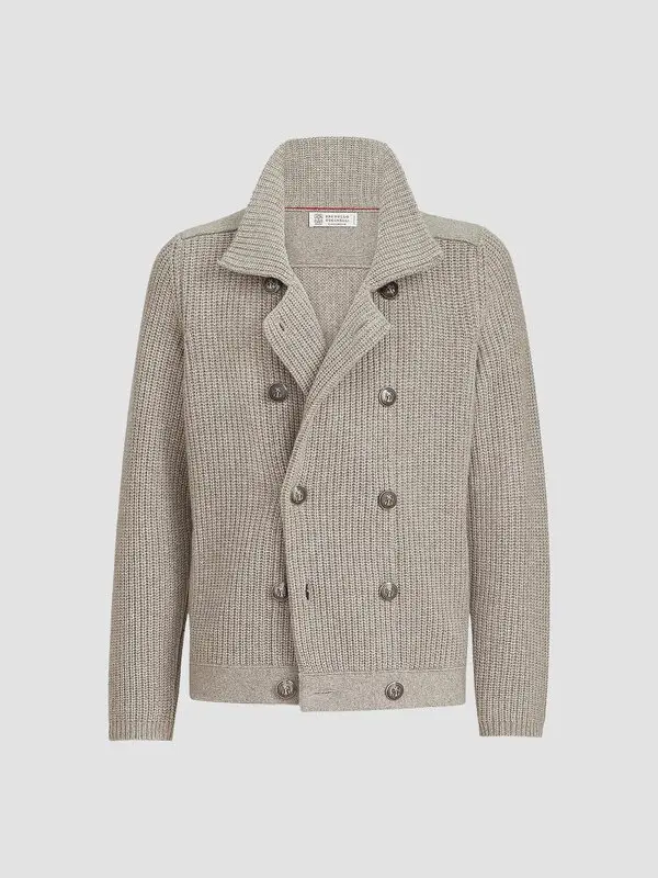 Brunello Cucinelli Cashmere Half English Rib Mariner Cardigan
