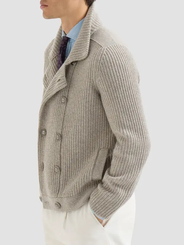 Brunello Cucinelli Cashmere Half English Rib Mariner Cardigan