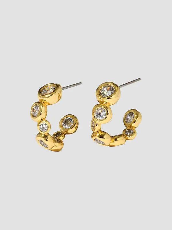 Alexis Bittar Asterales 14k--plated & Cubic Zirconia Small Hoop Earrings - Gold
