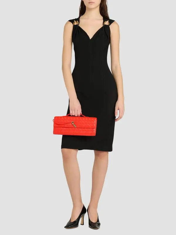 Bottega Veneta Grainy Sculpted Metal Buckle Dress - Black