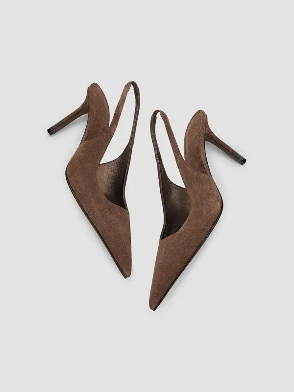 Brunello Cucinelli 100mm Suede Slingback Pumps