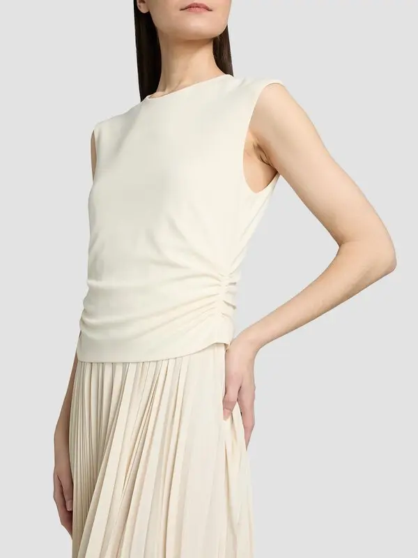Tanya Taylor Carly Pleated Sleeveless Midi-dress - Cream