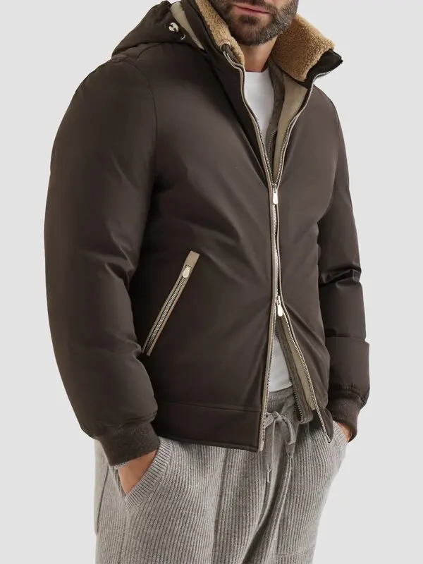 Brunello Cucinelli Stretch Bonded Nylon Down Jacket With Detachable Hood