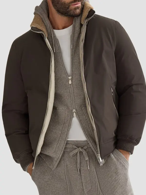 Brunello Cucinelli Stretch Bonded Nylon Down Jacket With Detachable Hood