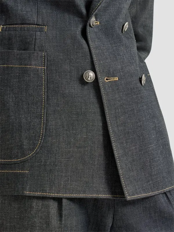 Brunello Cucinelli Lightweight Denim One And A Half Breasted Deconstructed Blazer