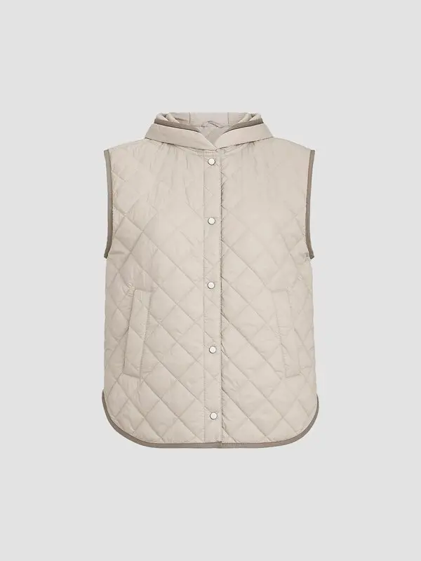Brunello Cucinelli Lightweight Matte Nylon Quilted Vest - Light Grey