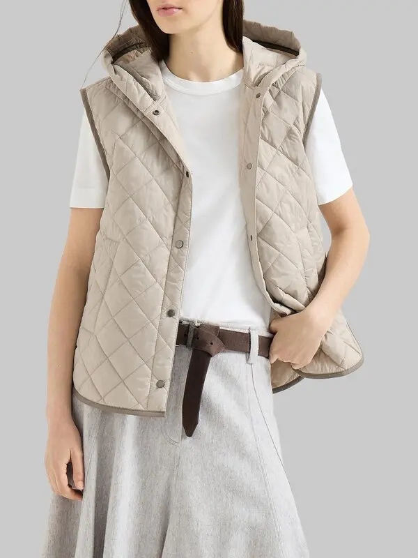 Brunello Cucinelli Lightweight Matte Nylon Quilted Vest - Light Grey