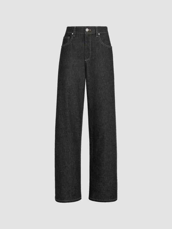 Brunello Cucinelli No Fade Denim Loose Barrel Jeans
