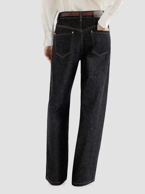 Brunello Cucinelli No Fade Denim Loose Barrel Jeans