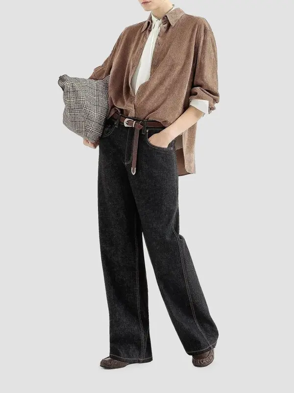 Brunello Cucinelli No Fade Denim Loose Barrel Jeans