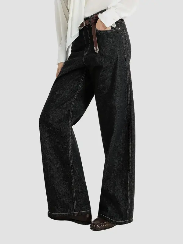 Brunello Cucinelli No Fade Denim Loose Barrel Jeans