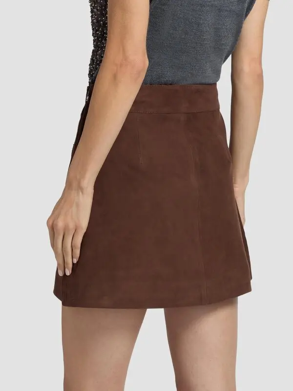 Tanya Taylor Fran Suede Patch Pocket Miniskirt