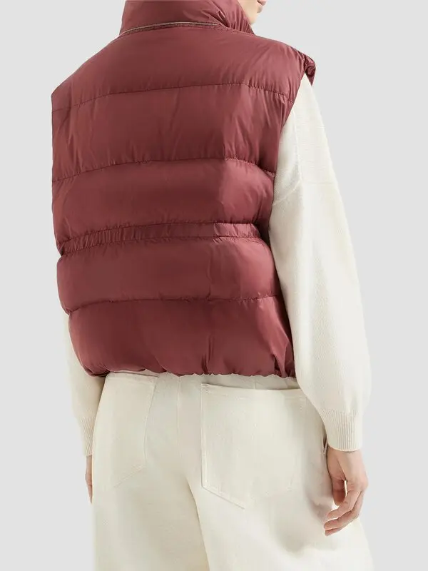 Brunello Cucinelli Water Resistant Matte Nylon Down Jacket With Monili