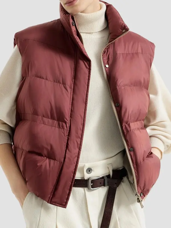 Brunello Cucinelli Water Resistant Matte Nylon Down Jacket With Monili