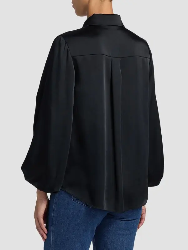 Tanya Taylor Marina Charmeuse Balloon-sleeve Blouse - Black