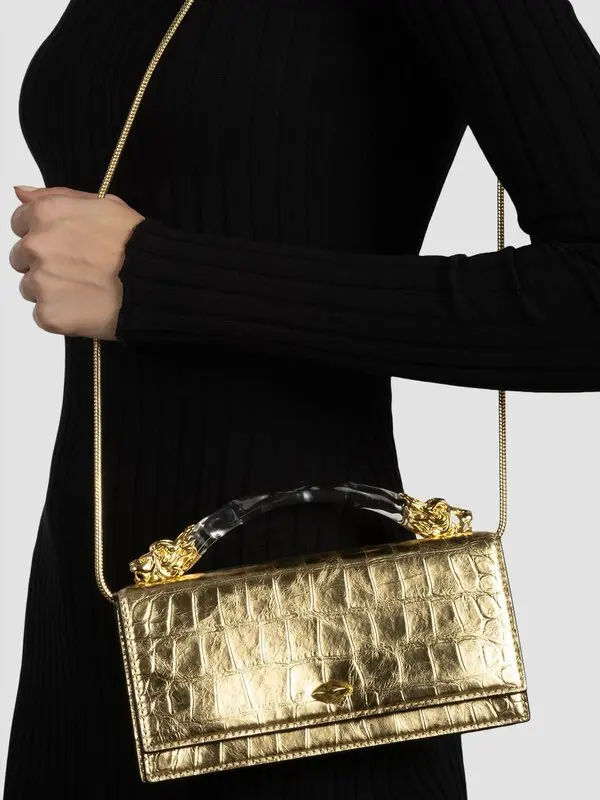 Alexis Bittar Lioness Croc-embossed Leather Top Handle Bag