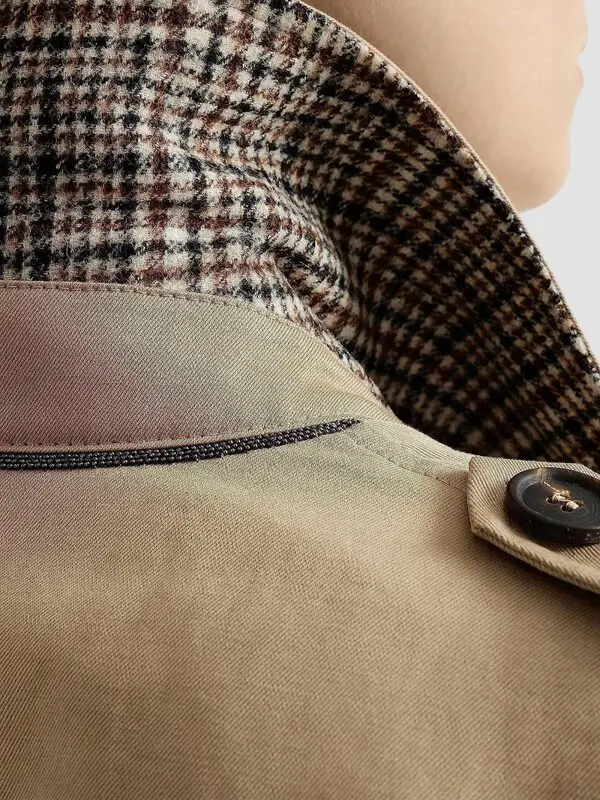 Brunello Cucinelli Cotton And Linen Twill Trench Coat With Monili