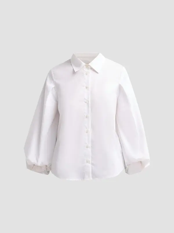 Tanya Taylor Marina Cotton Blouson-sleeve Top - Optic White