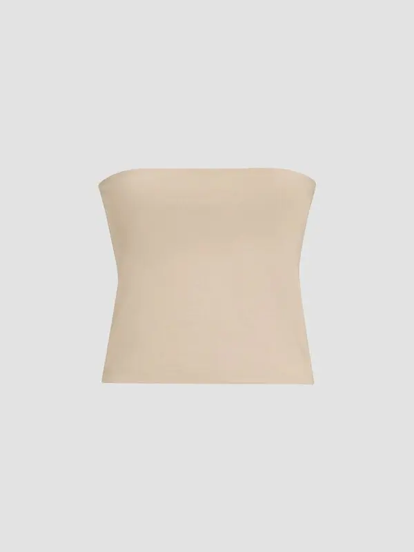 Brunello Cucinelli Stretch Cotton Jersey Bandeau Top - Sand