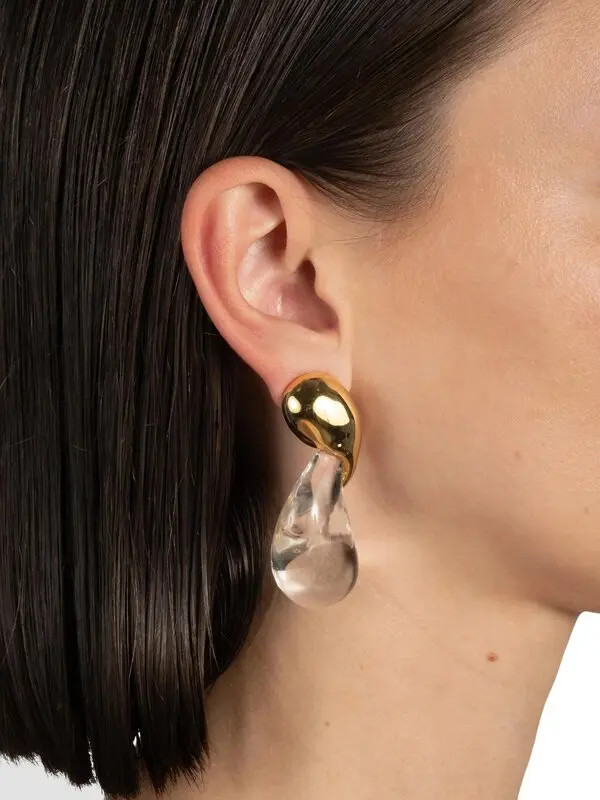 Alexis Bittar Modernist Goldtone & Lucite Drop Earrings