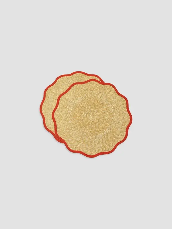 La DoubleJ Straw Cloud Placemats Set Of 2 - Solid Orange