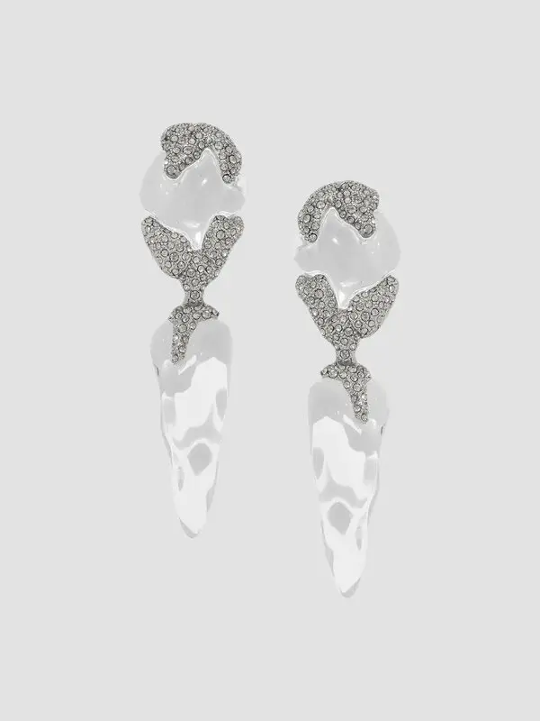 Alexis Bittar Silverlake Rhodium-plated, Lucite & Crystal Drop Earrings