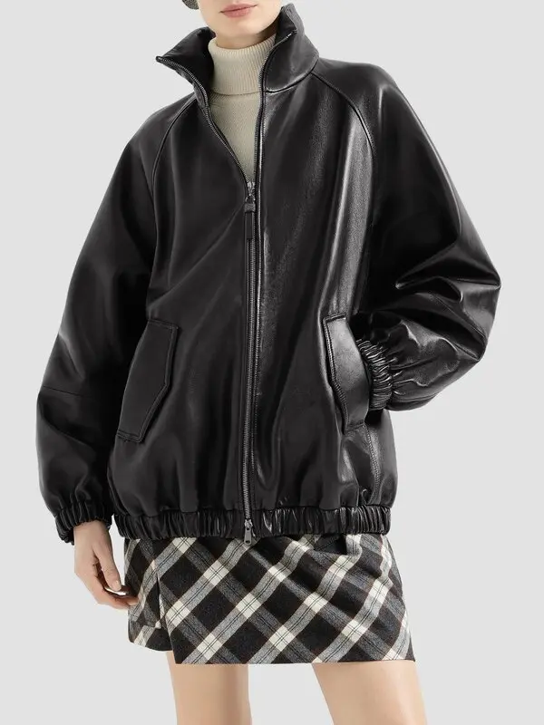 Brunello Cucinelli Nappa Leather Bomber Jacket With Monili