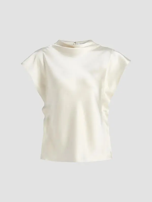 Tanya Taylor Adrien Satin Crepe Top - Ivory