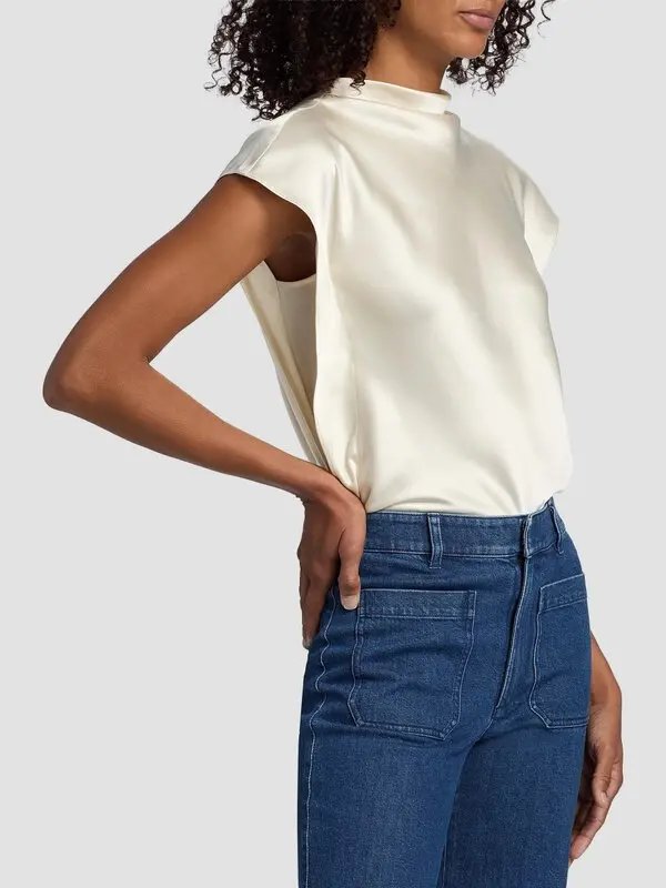 Tanya Taylor Adrien Satin Crepe Top - Ivory