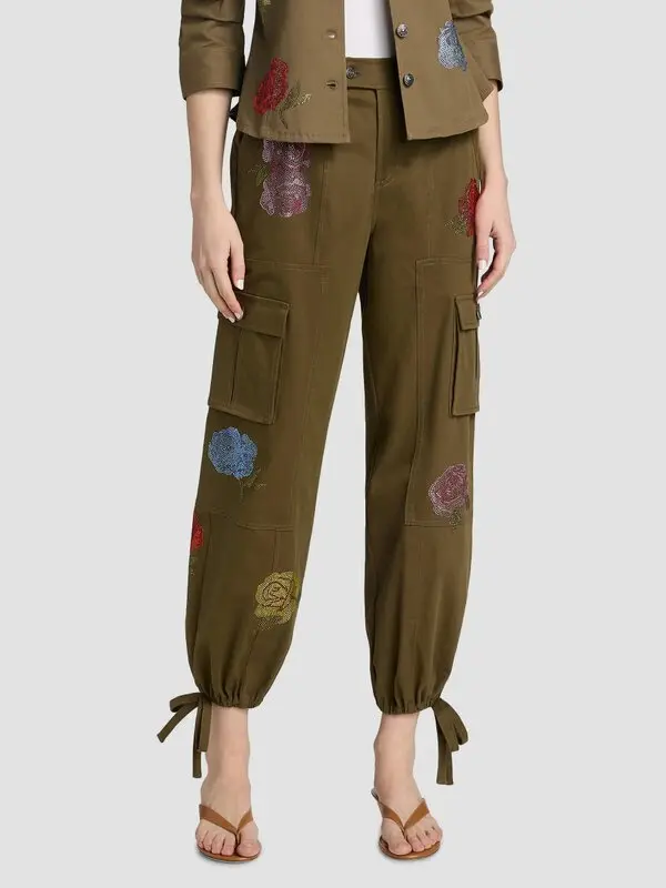 Cinq À Sept Zola Crystal Roses Cargo Pants