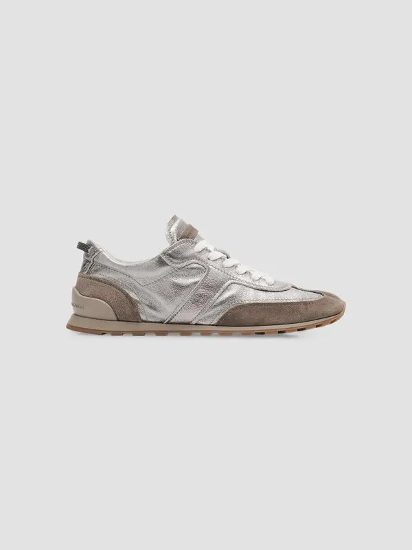 Brunello Cucinelli Monili Pull-tab Crinkle-effect Leather Low-top Sneakers