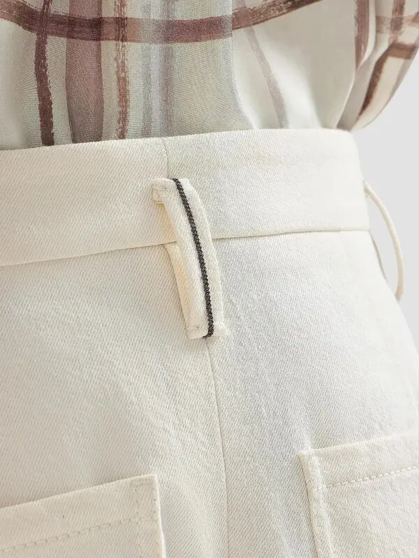 Brunello Cucinelli Dyed Cotton And Wool Wrinkled Denim Five Pocket Baggy Jeans