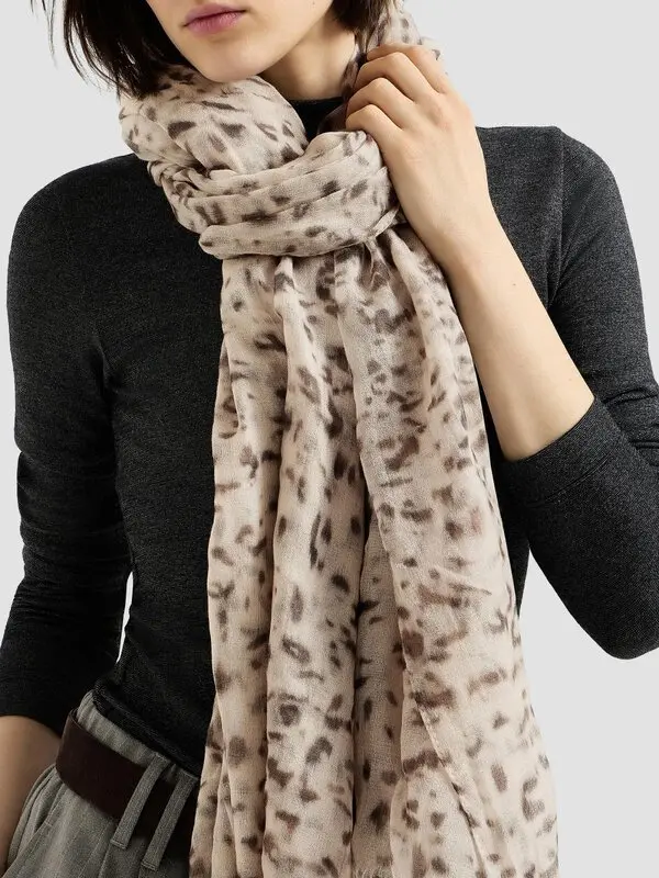 Brunello Cucinelli Lynx Print Cashmere Scarf