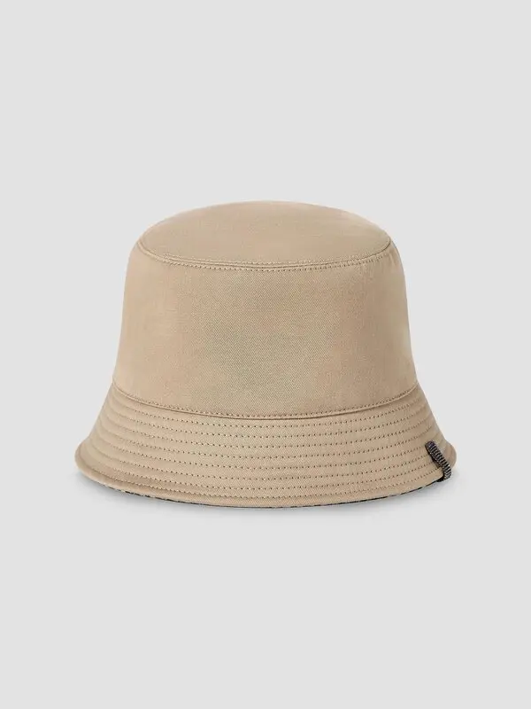 Brunello Cucinelli Cotton, Linen And Virgin Wool Reversible Bucket Hat With Monili - Beige