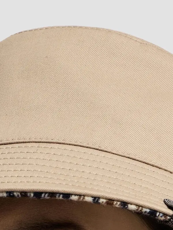 Brunello Cucinelli Cotton, Linen And Virgin Wool Reversible Bucket Hat With Monili